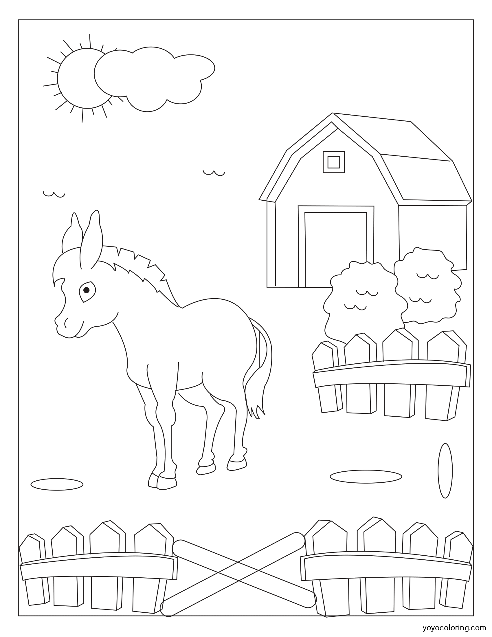 Donkey Coloring Pages ᗎ Printable Painting Template