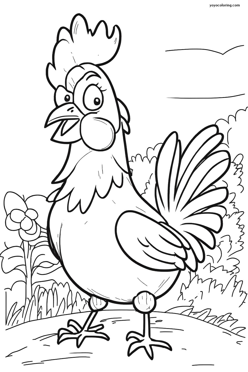 Gallo para colorear ᗎ Plantilla de pintura imprimible